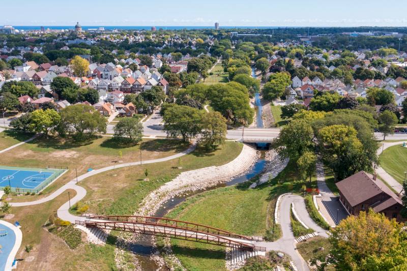 Kinnickinnic River, Pulaski Park, Wisconsin - Interfluve